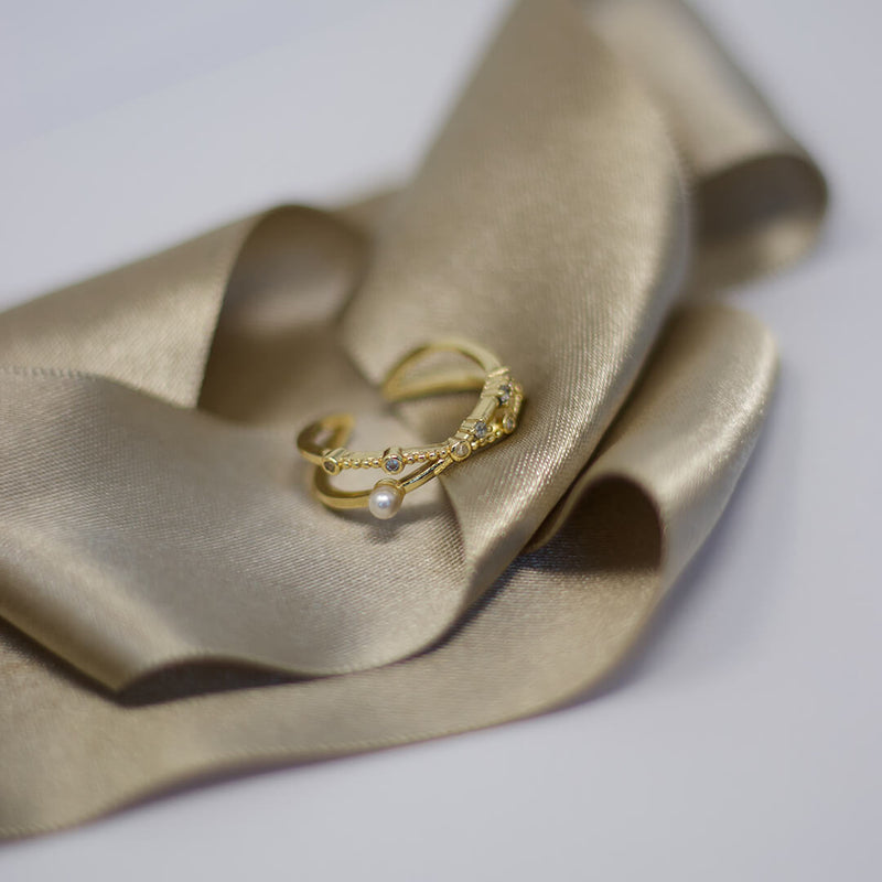 Three Vintage Gold Chain Rings Tiara - belledesoiree.com
